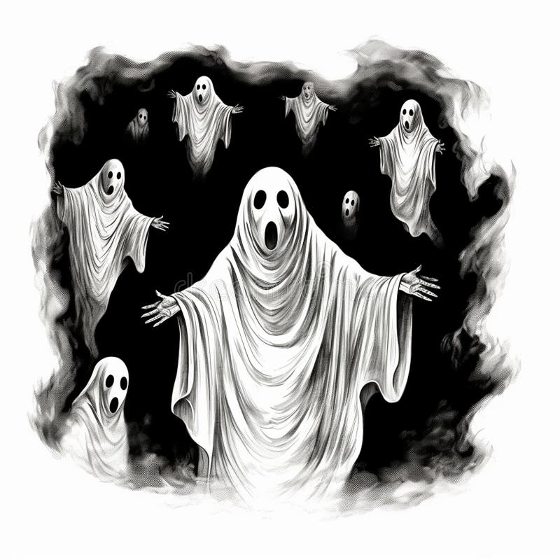 Horror Ghost Petrifying Apparition Stock Illustration - Illustration of ...