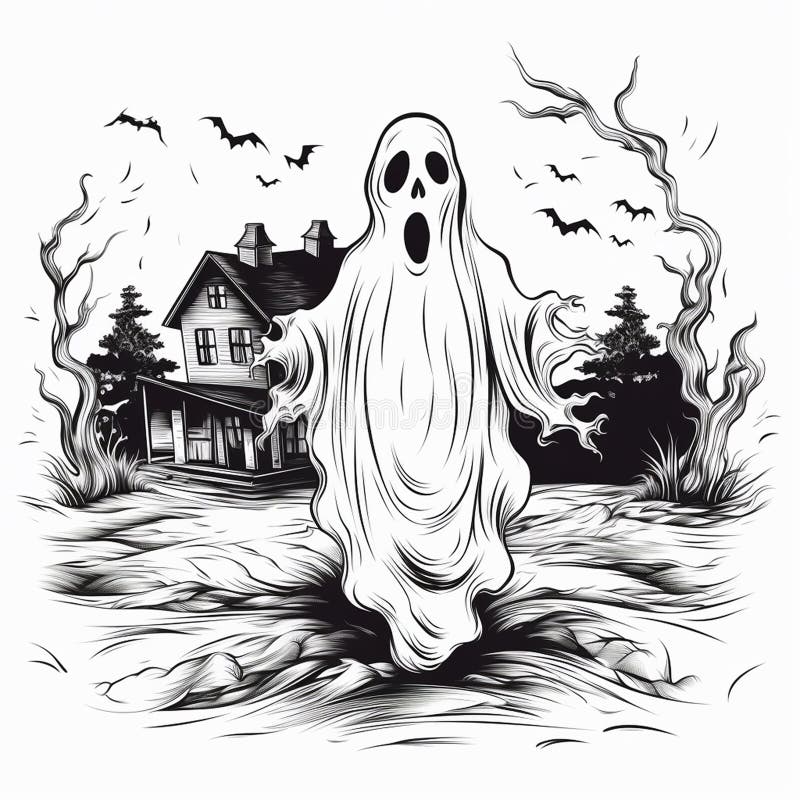 Horror Ghost Petrifying Ethereal Entity Stock Illustration ...