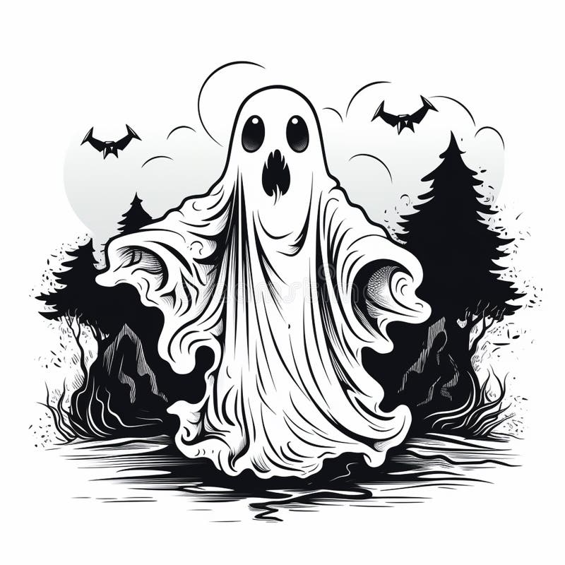 Horror Ghost Petrifying Ethereal Entity Stock Illustration ...