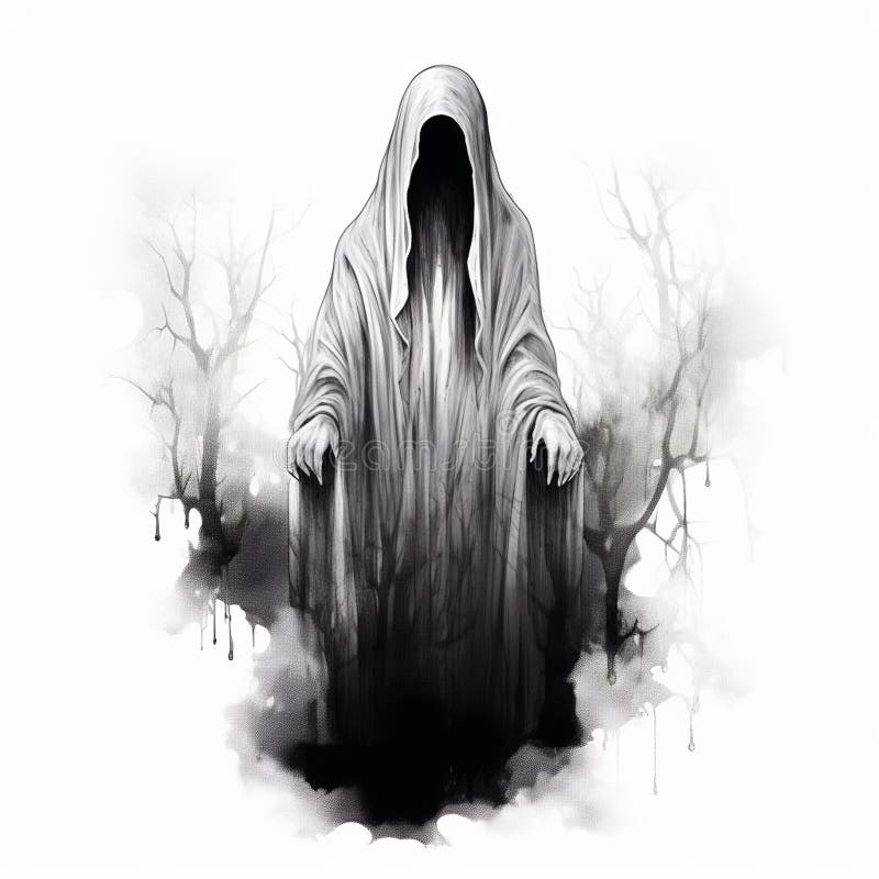 Horror Ghost Spine-Chilling Entity Stock Illustration - Illustration of ...