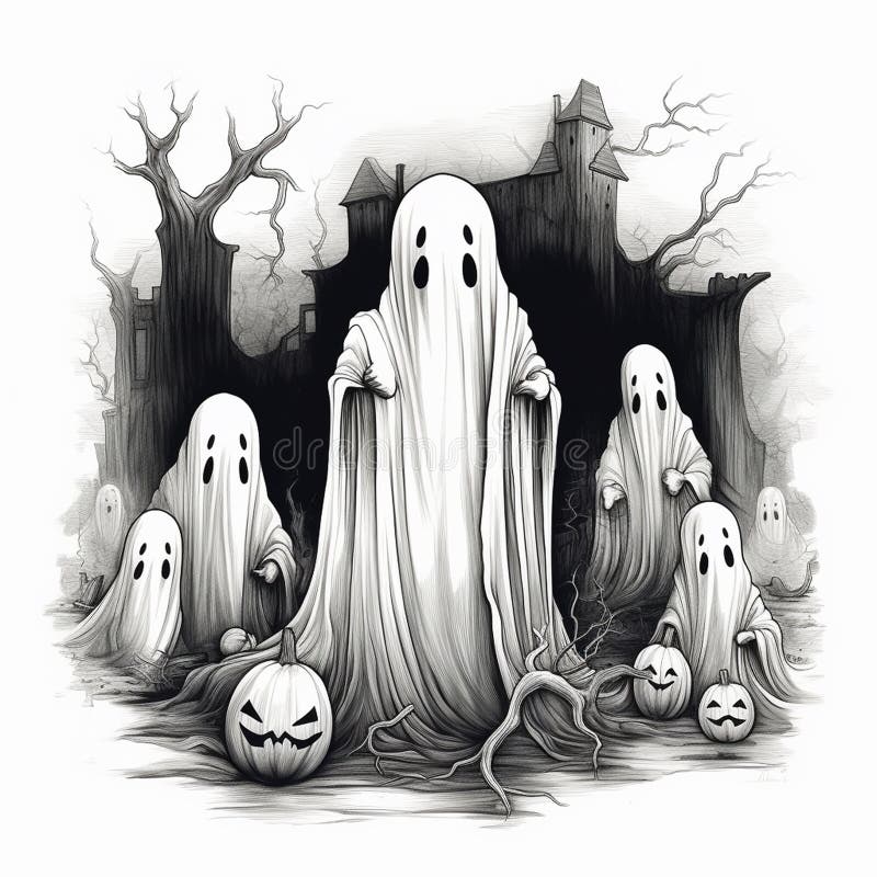 Horror Ghosts Chilling Ethereal Entities Stock Illustration ...