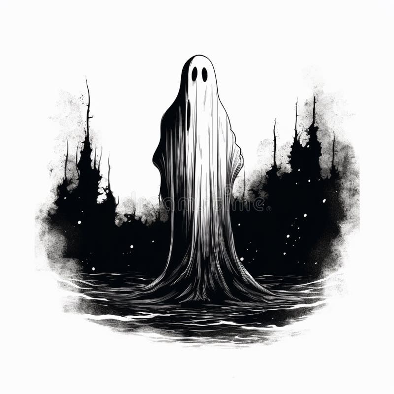 Horror Ghosts in Flat Style Modern Eerie Design Stock Illustration ...