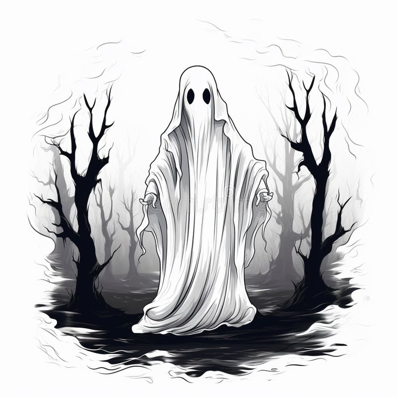 Horror Ghosts in Flat Style Modern Eerie Design Stock Illustration ...