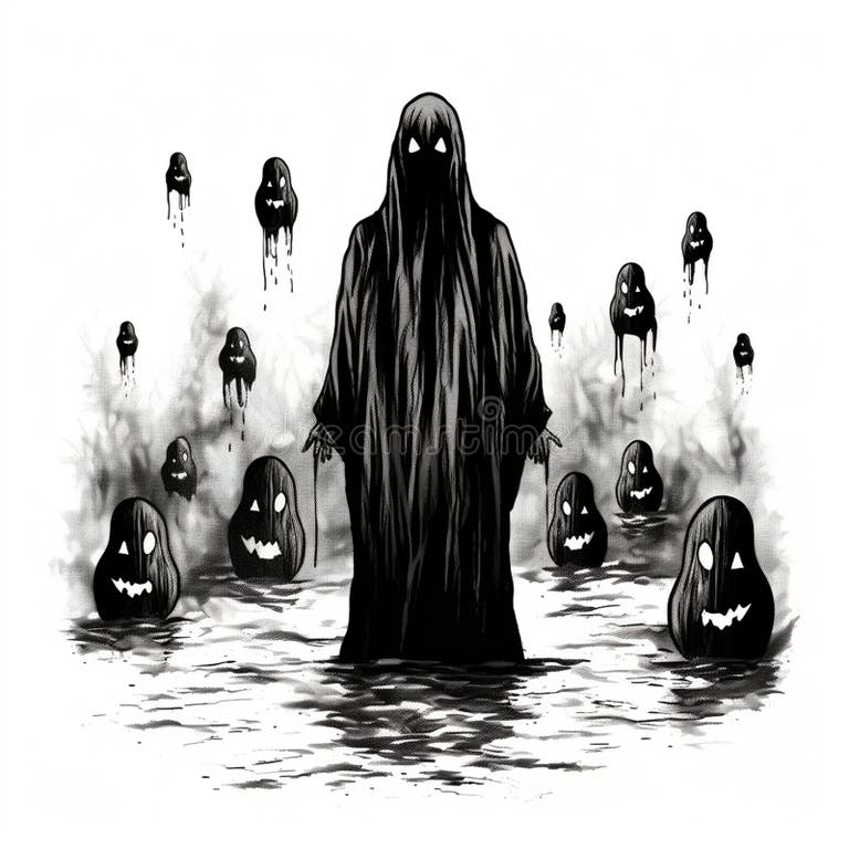 Horror Ghosts Terrifying Halloween Spirits Stock Illustration ...