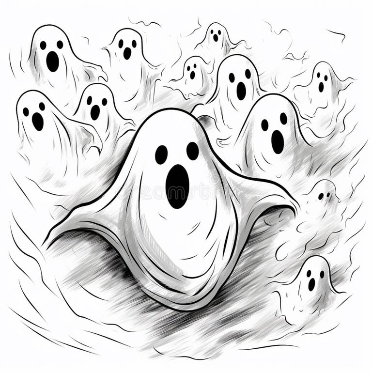 Horror Ghosts Terrifying Spectral Forms Stock Illustration ...