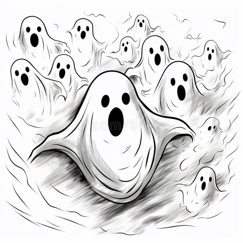 Horror Ghosts Terrifying Spectral Forms Stock Illustration ...