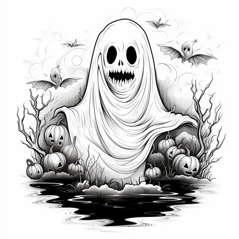 Horror Halloween Ghost Design Stock Illustration - Illustration of ...