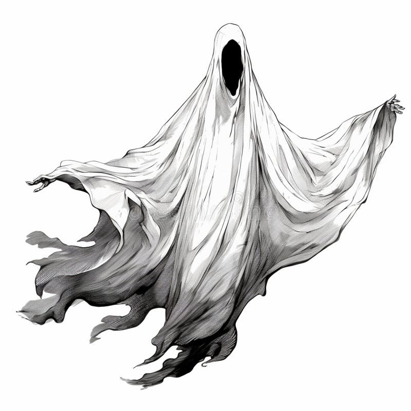 Horror Halloween Ghost Drawing with a Realistic Style Stock ...