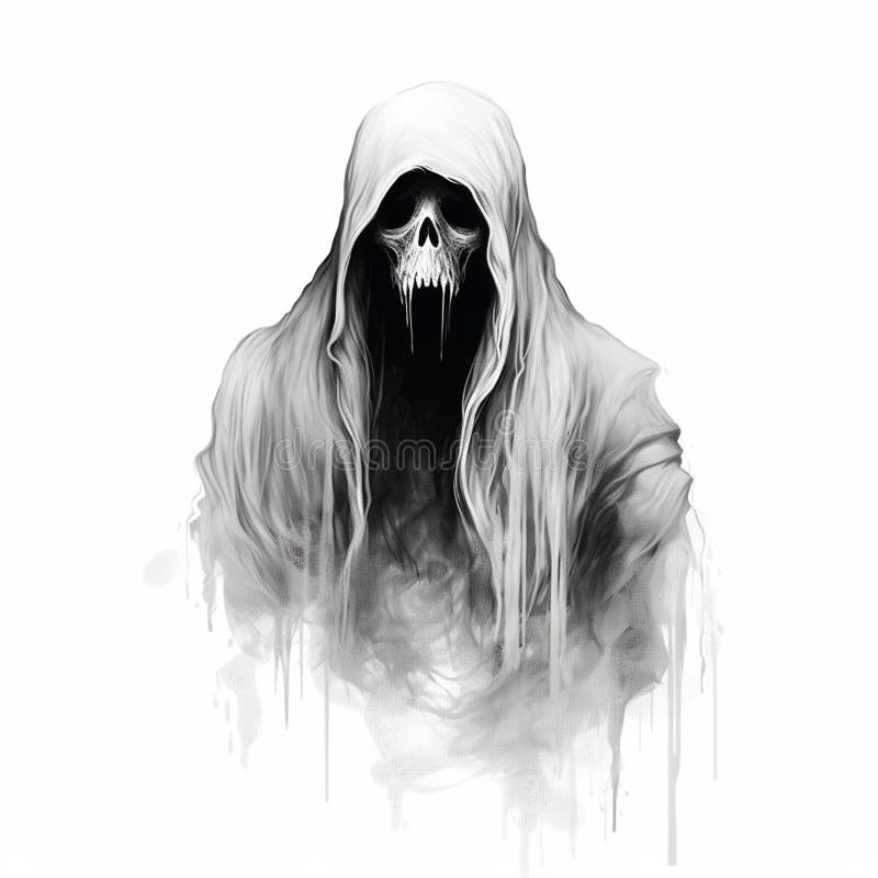 Horror Halloween Ghost Drawing with a Realistic Style Stock ...