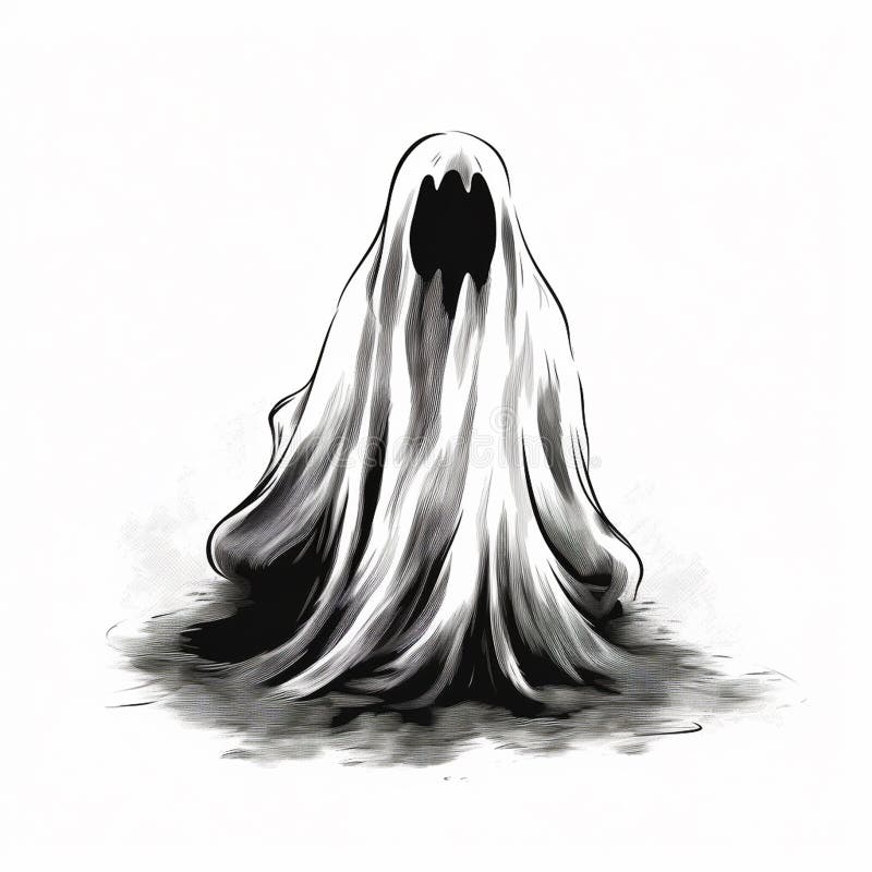 Horror Halloween Ghost Sketches Stock Illustration - Illustration of ...