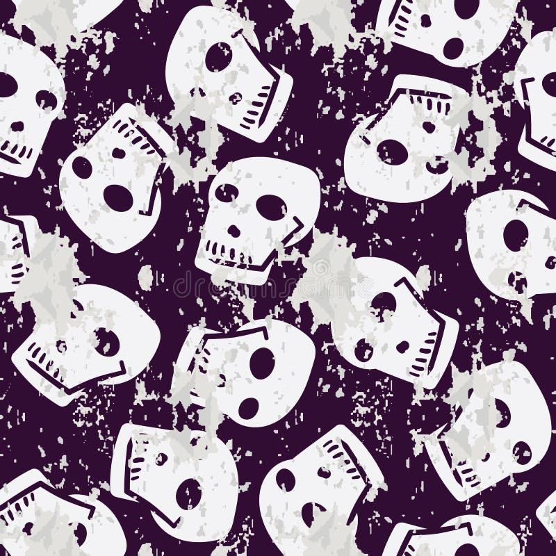 A Horror Halloween Skulls Seamless Vector Pattern Stock Vector ...