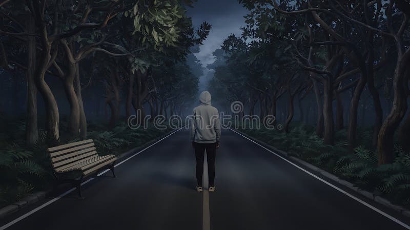 Horror Places Rows of the Trees in Jungle Road Along a Person Stock ... Horror Places Rows of the Trees in Jungle Road Along a Person Stock ...
