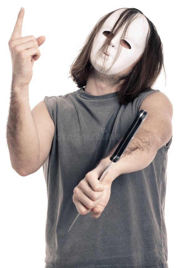 Horror scary masked man stock photo. Image of devil, knife - 24218880