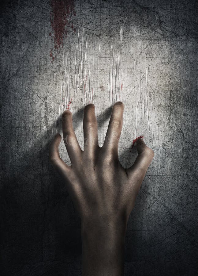 Horror Scene. Hand on Wall Backround. Poster, Cover Concept. Stock ...