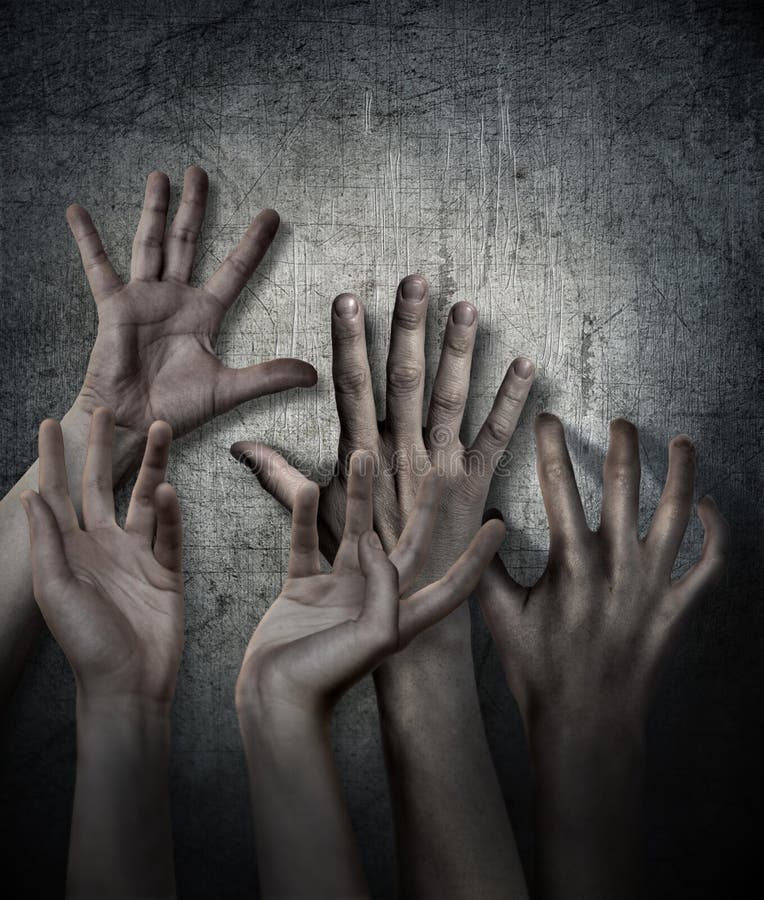 Horror Scene. Hand on Wall Backround. Poster, Cover Concept. Stock ...