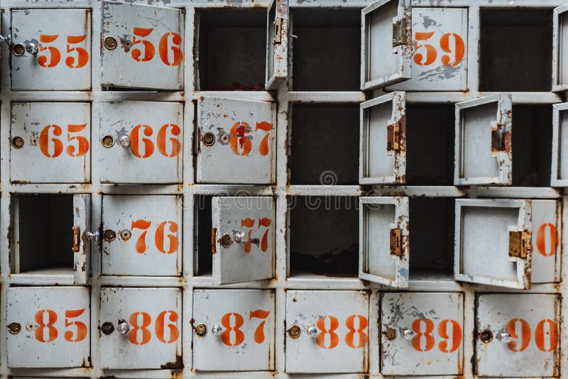 Horror Scene of Rusty Locker with Red Number and Keys Stock Photo ...