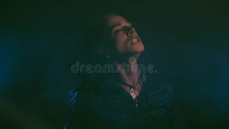 Demon in Human Form. the Man`s Face Turns into the Face of a Demon ...