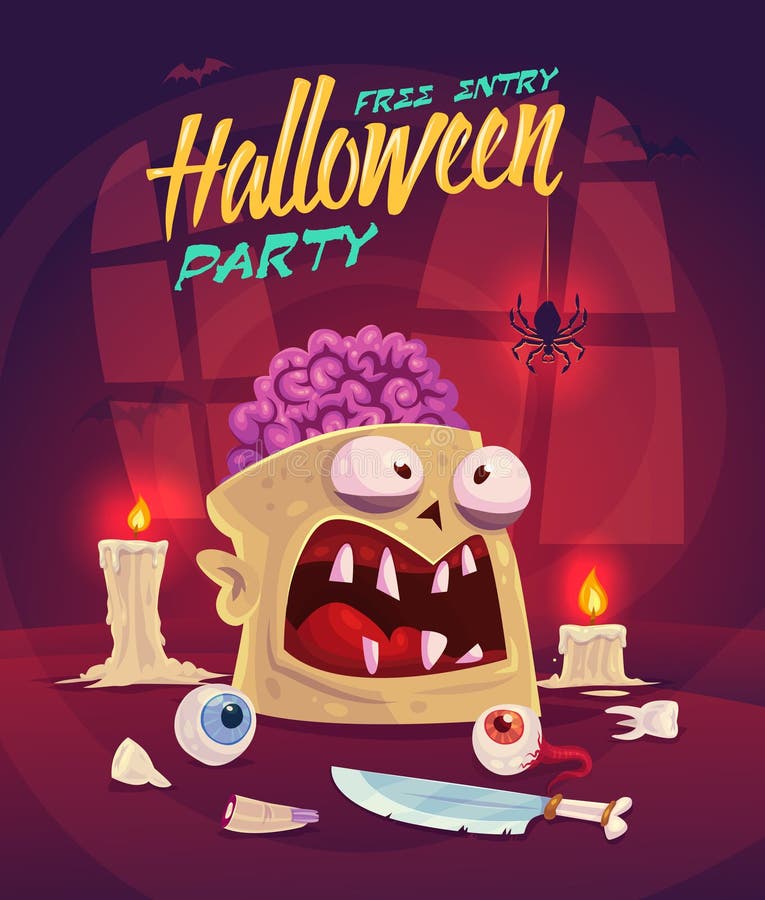 Horror Set. Halloween Poster Background Card Stock Illustration ...