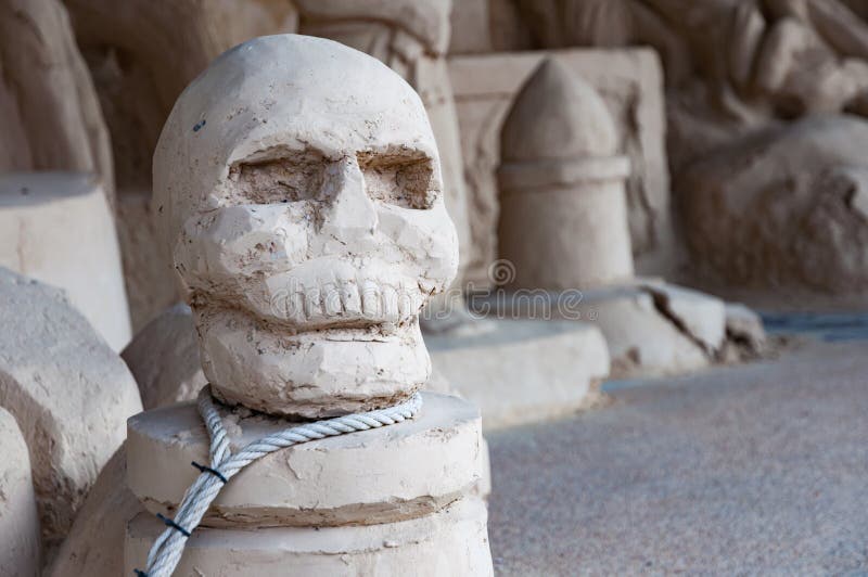 Horror Skull with Rope Loop on the Neck Stock Photo - Image of plague ...