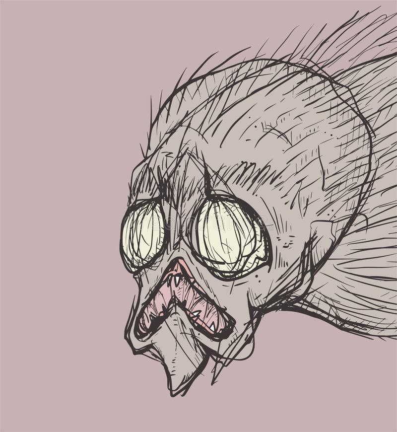 Horror Terror Face Nightmare Head Draw Stock Vector - Illustration of ...