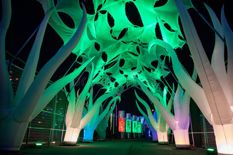 Horror Themed Illuminated Road at Night Editorial Image - Image of ...