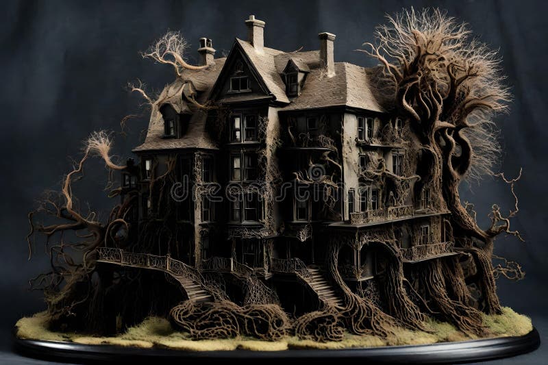 Horror Unleashed: 3D Rendered Abandoned House Shrouded in Darkness and ...