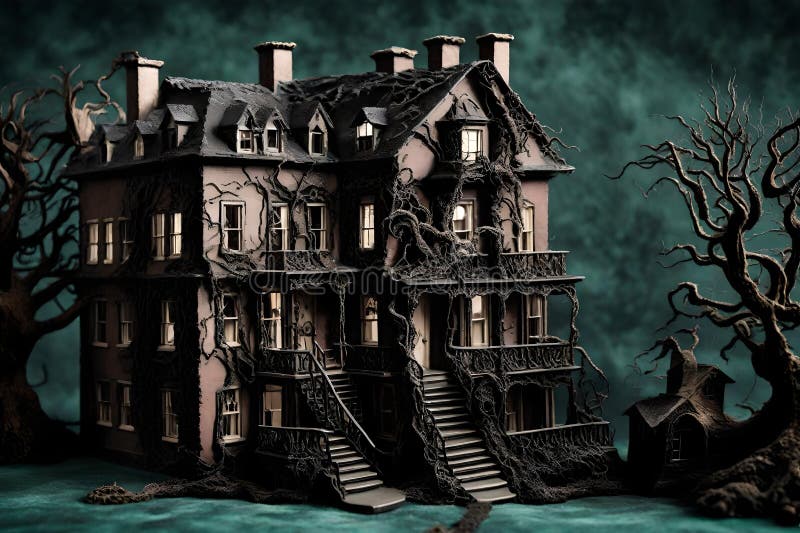Horror Unleashed: 3D Rendered Abandoned House Shrouded in Darkness and ...