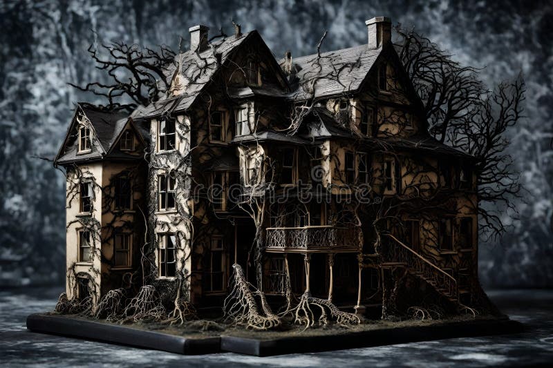 Horror Unleashed: 3D Rendered Abandoned House Shrouded in Darkness and ...