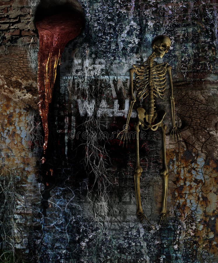 Horror Wall with Skeleton stock image. Image of filthy - 1670319