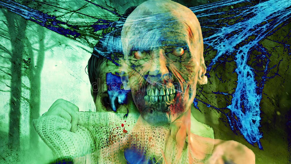 Horror Zombie with Effects stock illustration. Illustration of backdrop ...