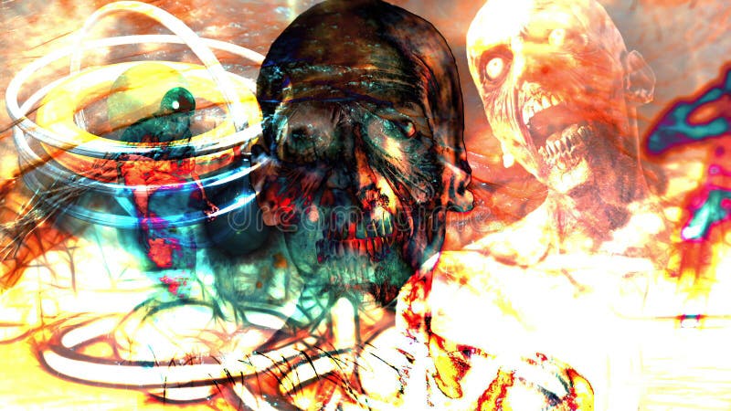 Horror Zombie with Scary Effects Stock Illustration - Illustration of ...