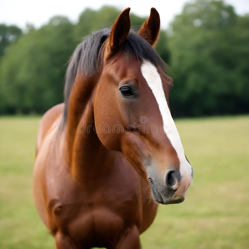 Beautiful Brown Horse Eating Grass Stock Illustration - Illustration of ...
