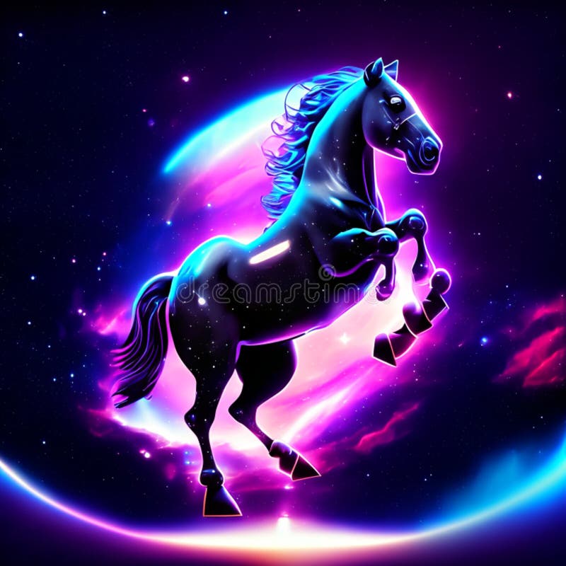 Horse on the Background of the Night Sky. Vector Illustration Stock ...