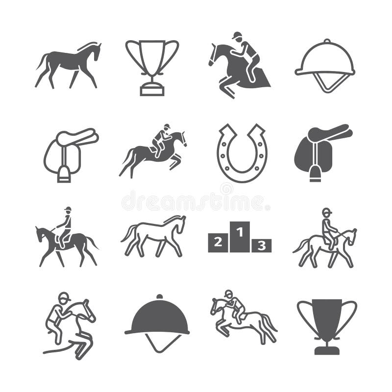 Horse Banner Line Icons Set. Equestrian. Vector Signs for Web Graphics ...