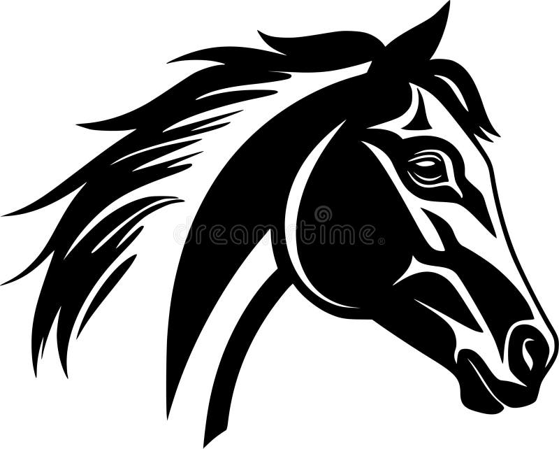 Horse - Black and White Vector Illustration Stock Vector - Illustration ...