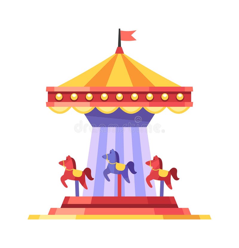 Horse Carousel Fairground Attraction Cartoon Stock Illustration ...