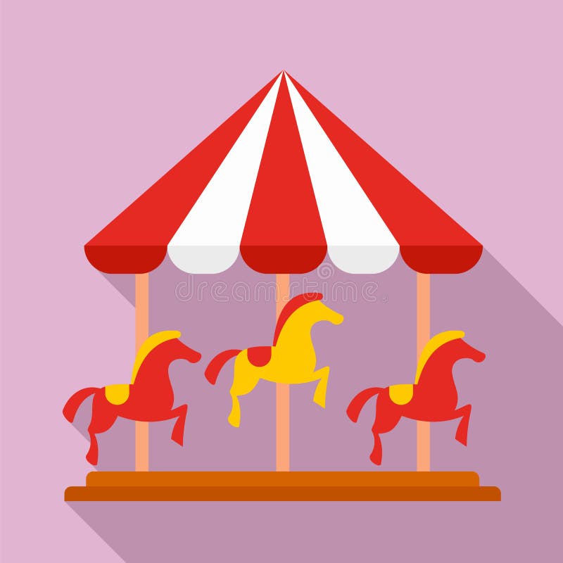 Horse Carousel Icon, Flat Style Stock Vector - Illustration of children ...