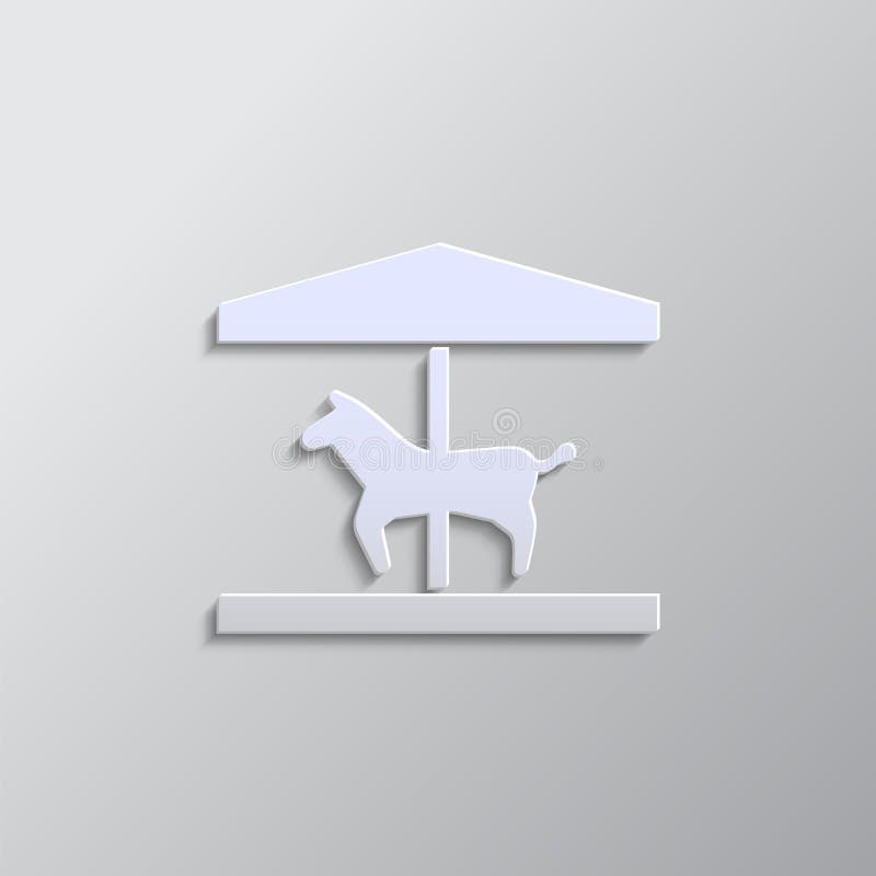 Horse, Carousel Paper Style, Vector Icon. Grey Color Vector Background ...