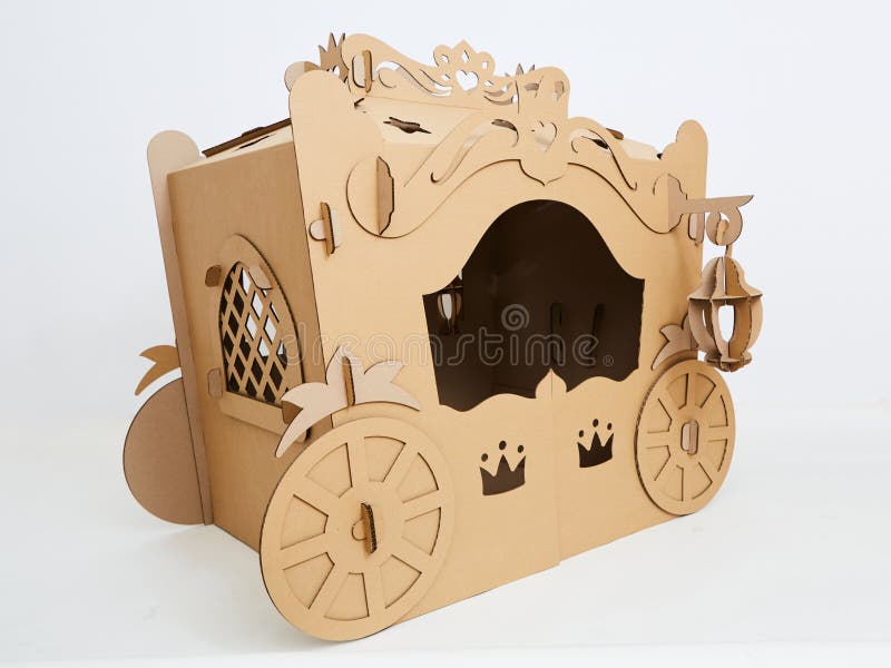 A Horse and a Carriage Made of Brown Cardboard,where the Horse is ...