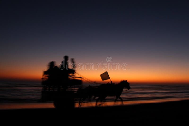 Horse Cart Running in Sunset Stock Photo - Image of countryside, road ...