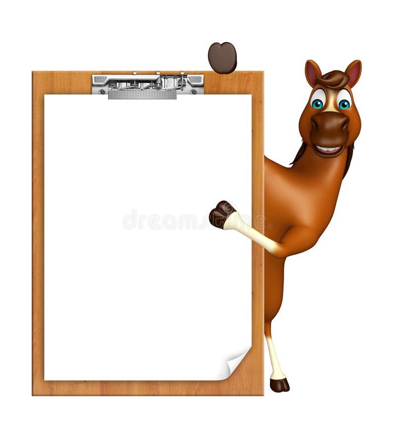 Horse Cartoon Character with Exam Pad Stock Illustration - Illustration ...