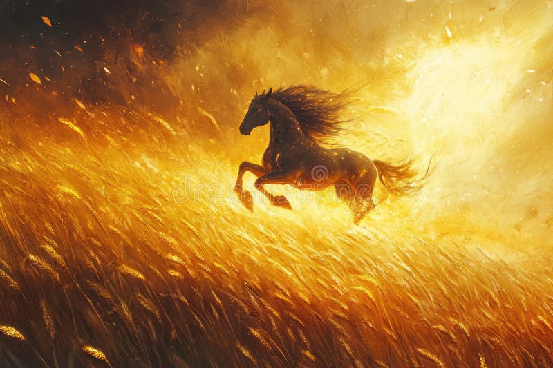 A Horse Centaur Charges with Fierce Power through a Field of Glowing ...