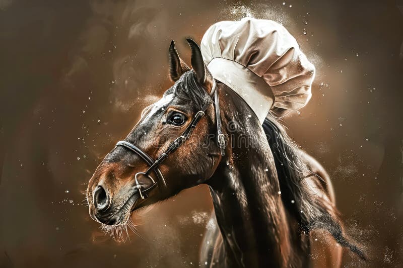 Horse with a Chef S Hat on Its Head Stock Photo - Image of horse ...