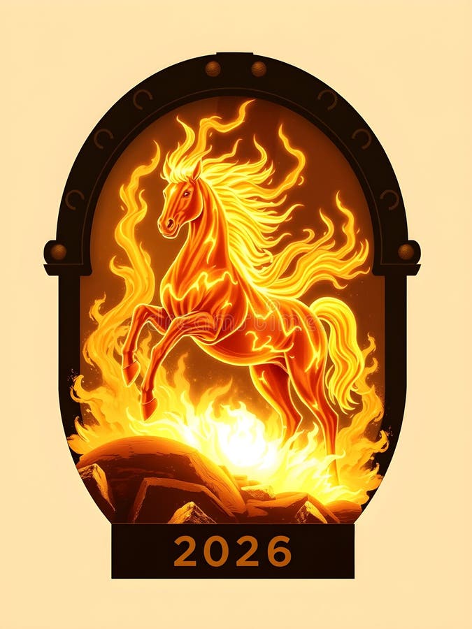 A Horse with Fire on Its Mane and Tail Stock Illustration ...