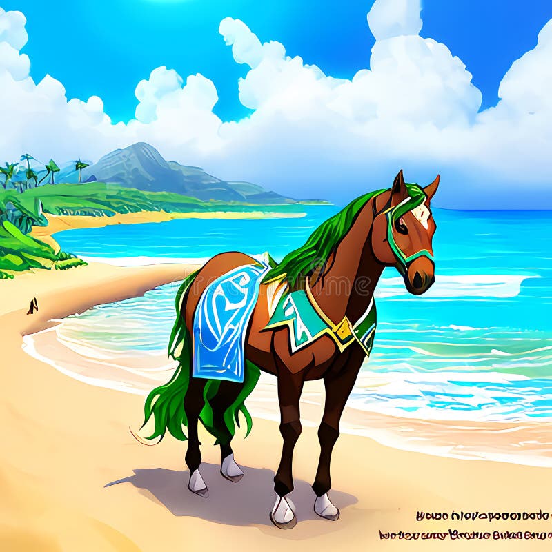 Horse in Front of Ocean on Beach Stock Photo - Image of ocean, mare ...
