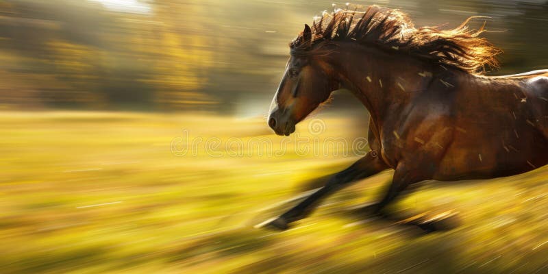 A Horse Galloping, with Motion Blur Capturing the Power and Speed of ...