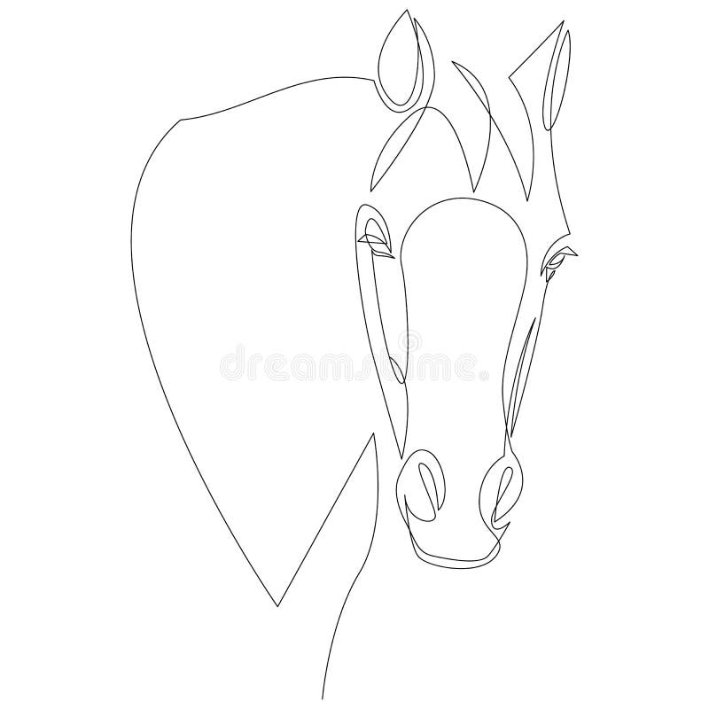 Horse Head Continuous One Line Drawing. Vector Illustration. Stock ... Horse Head Continuous One Line Drawing. Vector Illustration. Stock ...