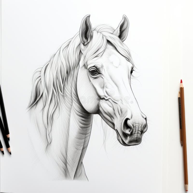 Hyper-realistic Horse Drawing with Detailed Character Illustration ...