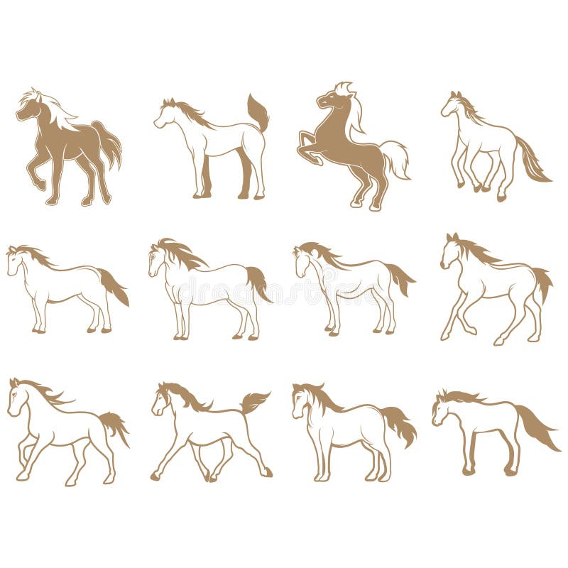 Horse icon set stock vector. Illustration of logo, stallion - 311746880