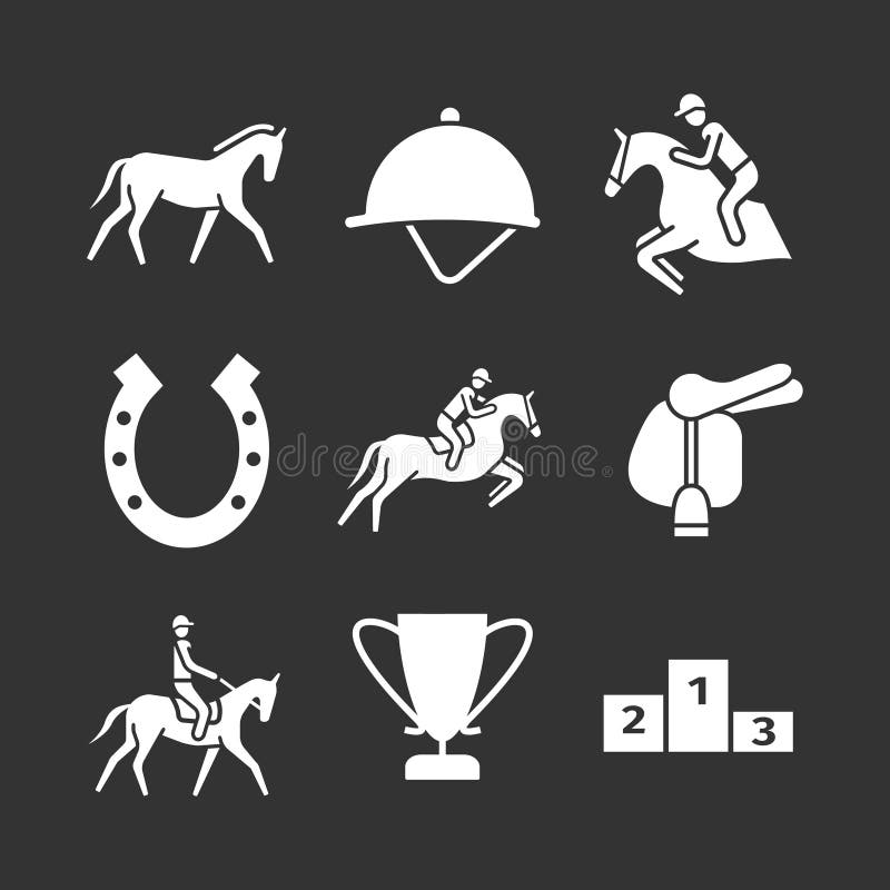 Horse Icons Set. Equestrian Sport. Vector Signs for Web Graphics Stock ...